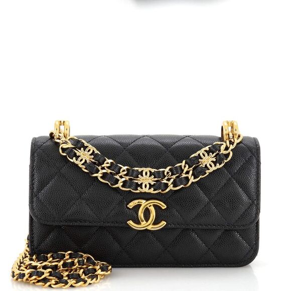 CHANEL | Bags | Chanel Coco First Flap Phone Holder With Chain Quilted ...